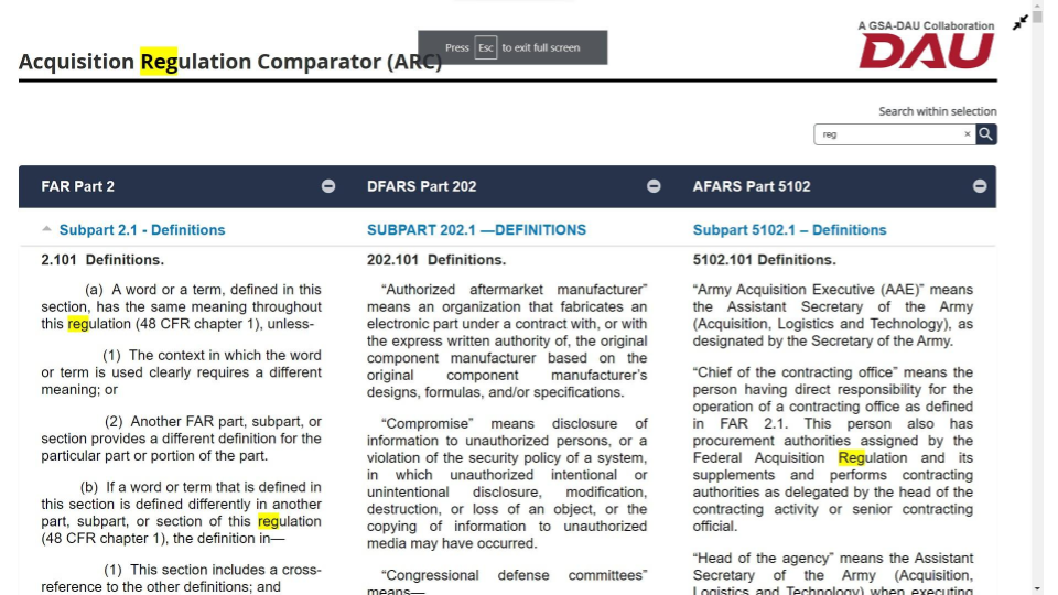 (ARC) User Guide | Acquisition.GOV